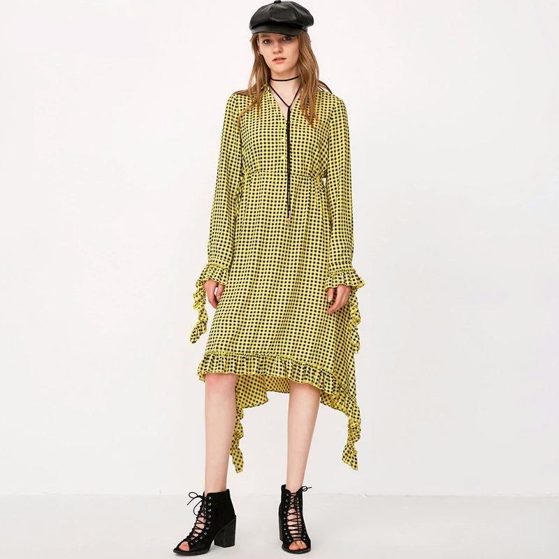 Madeleine Ruffled Check Dress | Everything Bohemian | Mindful Bohemian Shop